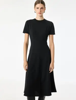 Koton Short Sleeve Crew Neck Flare Dress