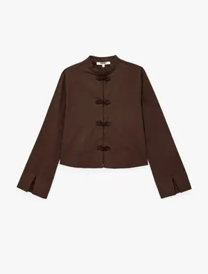 Koton Mandarin Collar Long Sleeve Poplin Shirt With Frog Closure