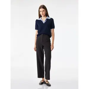 Koton Mid Rise Checked Trousers With Pocket Detail
