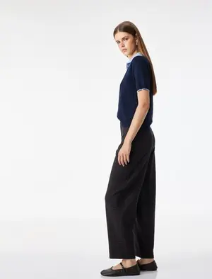 Koton Mid Rise Checked Trousers With Pocket Detail