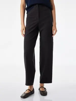 Koton Mid Rise Checked Trousers With Pocket Detail