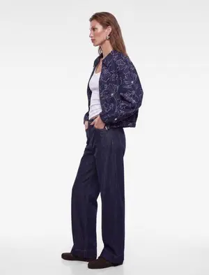 Koton Floral Long Sleeve Collared Zip Jacket