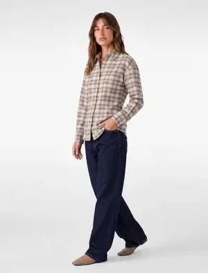 Koton Long Sleeve Pointed Collar Plaid Shirt