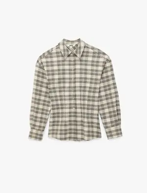 Koton Long Sleeve Pointed Collar Plaid Shirt