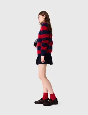 Maje Fluffy Sweater With Poplin Collar