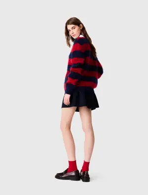 Maje Fluffy Sweater With Poplin Collar