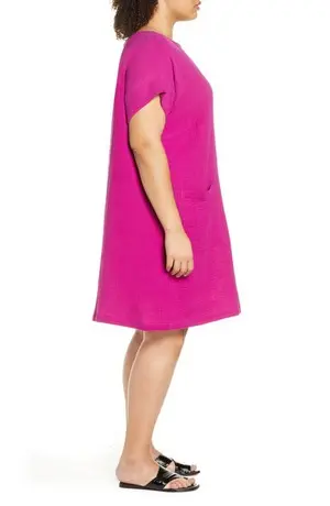 Eileen Fisher Ballet Neck Organic Cotton Shift Dress