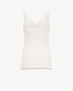 Saint Laurent Laced Tank Top In Ribbed Silk Jersey