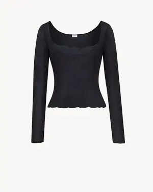 Saint Laurent Laced Top In Ribbed Silk