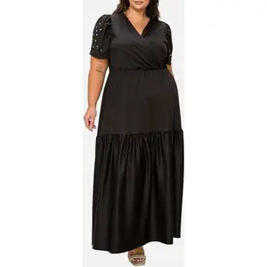 L I V D Starlit Soiree Rhinestone Maxi Dress - Black