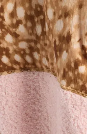 HAPPY CAMP3R Macie Fawn Print Fleece Jacket - Chestnut Brown