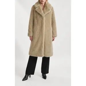 NOIZE Solene Faux Fur Maxi Coat - Beige