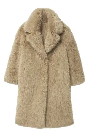 NOIZE Solene Faux Fur Maxi Coat - Beige