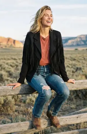 Karen Kane Fringe Long Sleeve Jacket