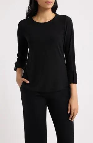 Anne Klein Heatset Embellished Roll Cuff Top