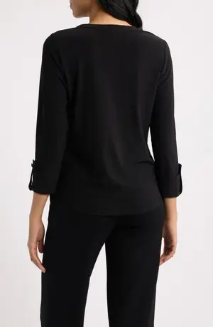 Anne Klein Heatset Embellished Roll Cuff Top