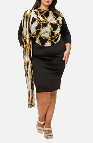 L I V D Gia Cape Sheath Dress - Black