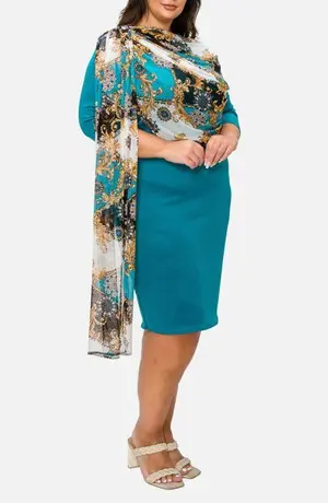 L I V D Gia Cape Sheath Dress - Jade