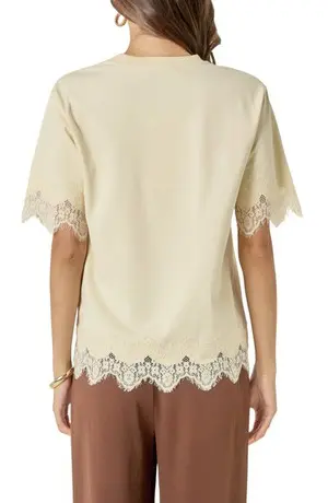 English Factory Lace Trim Cotton T-shirt