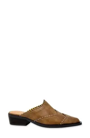 SHU SHOP Tucson Faux Leather Wingtip Mule - Camel