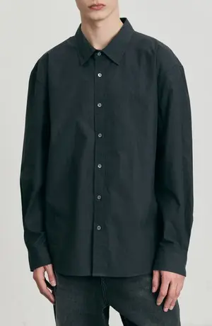 DUNST Oversize Cotton Button-up Shirt - Washed Black
