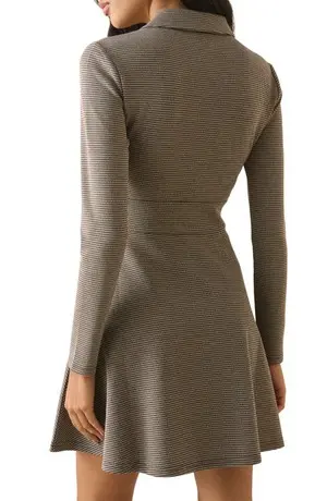 NOBODY'S CHILD Corey Houndstooth Check Long Sleeve Minidress