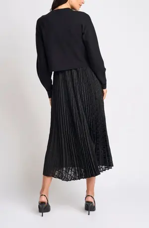 Halogen Mixed Media Plaid Dress