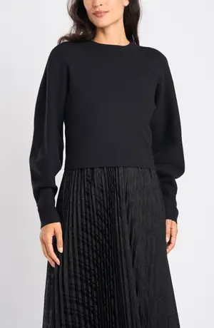 Halogen Mixed Media Plaid Dress