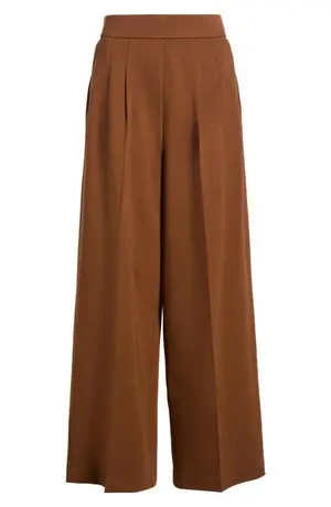 Spanx Pleated Ponte Wide Leg Pants Brandy
