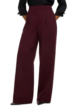 Spanx Pleated Ponte Wide Leg Pants - Fig Noir