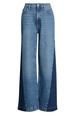 Warp + Weft Nce High Waist Wide Leg Jeans - Split Rinse