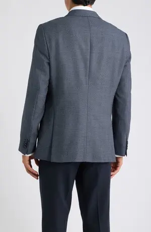 BOSS Hutson Slim Fit Navy Cotton & Wool Herringbone Sport Coat