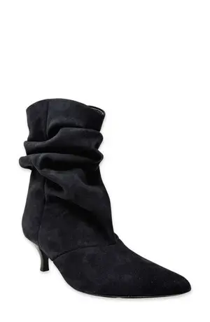 SHU SHOP Venetia Slouchy Faux Leather Bootie - Black Suede