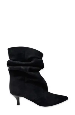 SHU SHOP Venetia Slouchy Faux Leather Bootie - Black Suede