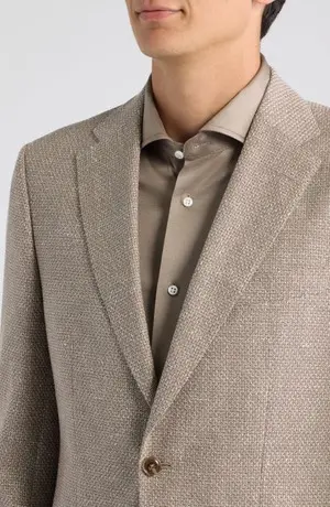 BOSS Hutson Slim Fit Tan Mélange Knit Wool Blend Sport Coat