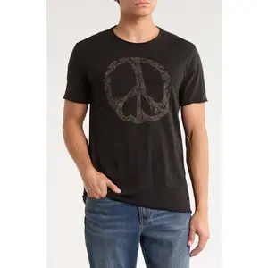 John Varvatos Peace Maker Raw Edge Crewneck T-shirt - Black