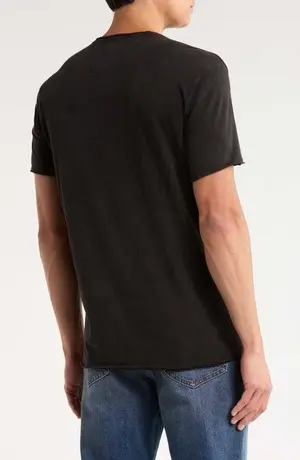 John Varvatos Peace Maker Raw Edge Crewneck T-shirt - Black