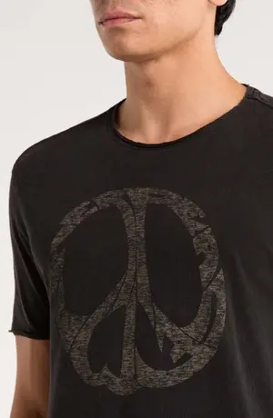 John Varvatos Peace Maker Raw Edge Crewneck T-shirt - Black