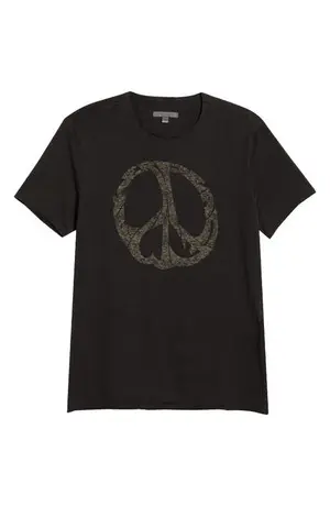 John Varvatos Peace Maker Raw Edge Crewneck T-shirt - Black