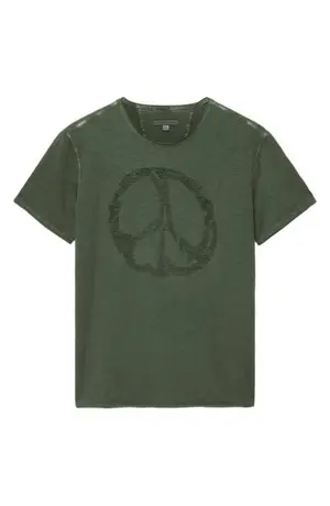 John Varvatos Peace Maker Raw Edge Crewneck T-shirt