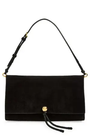 Veronica Beard Edit Suede Shoulder Bag - Black
