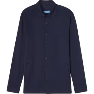 Robert Talbott Walter Cashmere Blend Snap Front Shirt - Navy