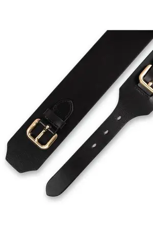 Sam Edelman Double Buckle Leather Wide Belt