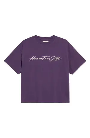 HONOR THE GIFT Script Cotton Graphic T-shirt - Purple