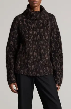 Vince Oversize Turtleneck Jacquard Jacket - H Grey Combo