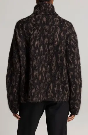 Vince Oversize Turtleneck Jacquard Jacket
