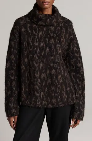 Vince Oversize Turtleneck Jacquard Jacket