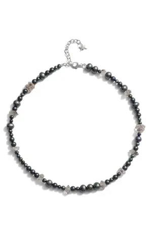 AWE INSPIRED Spellbound Sterling Silver Pearl & Quartz Necklace - Metallic Silver