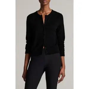 Vince Mixed Media Wool And Silk Blend Cardigan - Black