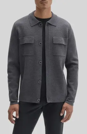Robert Barakett Crafton Merino Wool Cardigan - Charcoal